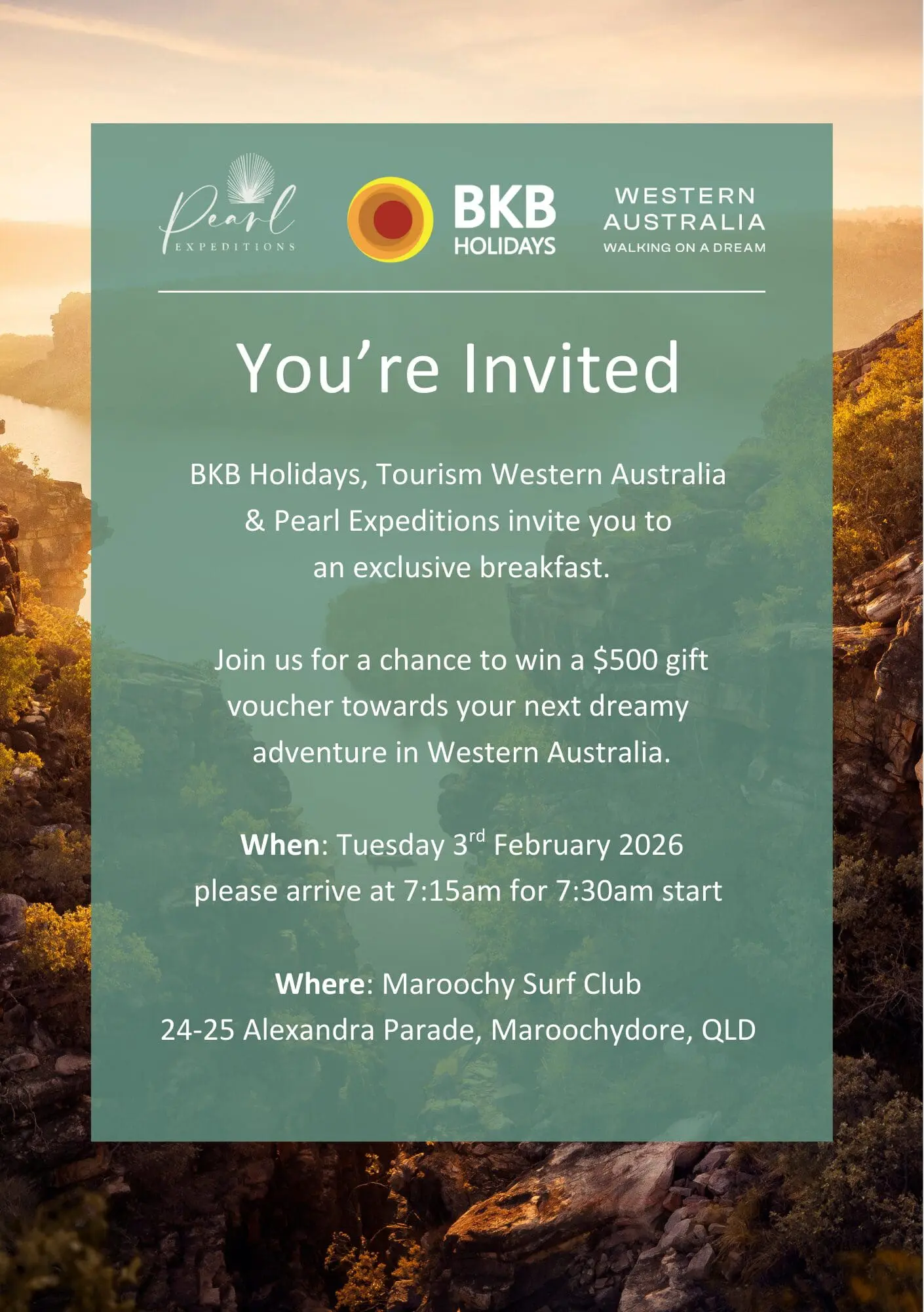 BKB Holidays, Tourism Western Australia & Pearl Expeditions Breakfast ...